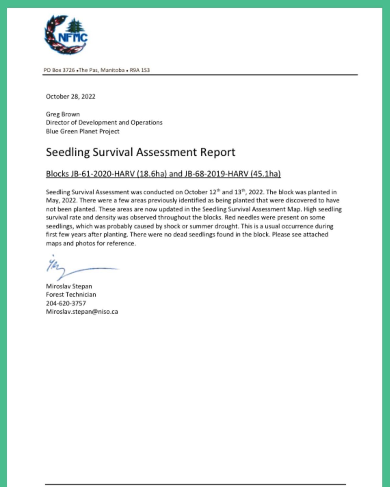 Fall Seedling Report | Blue Green Planet Project